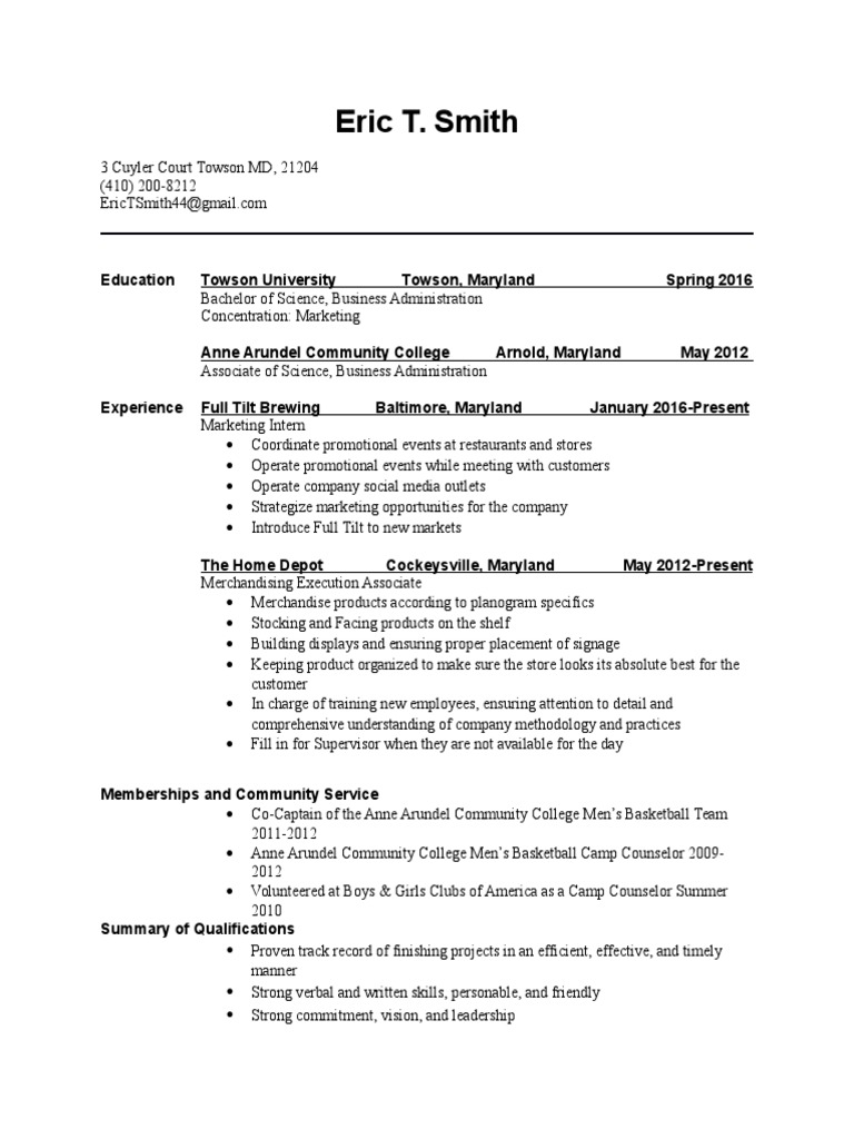 Eric T. Smith - Marketing Resume | PDF | Career & Growth