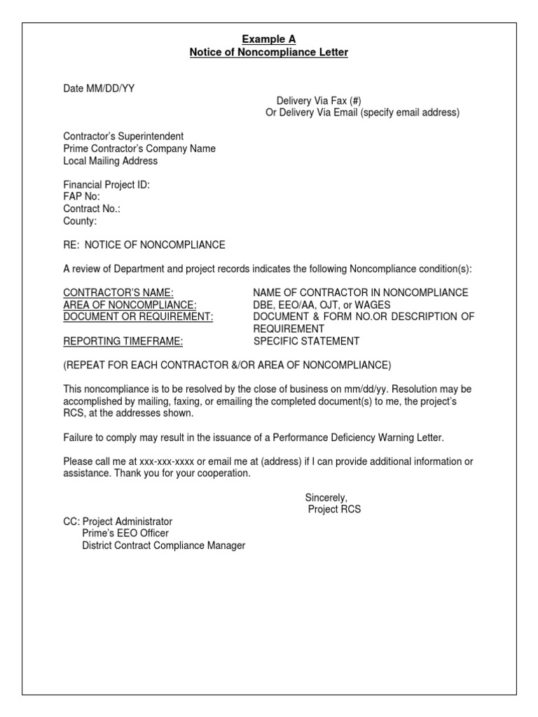 Letter A Notice of Non-Compliance SK | PDF | Business