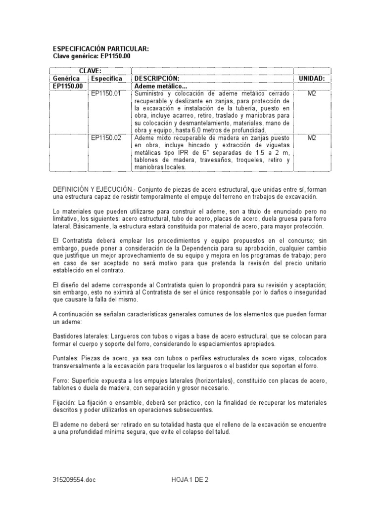 EP1150.00 Ademe Metálico | PDF | Acero | Industrias