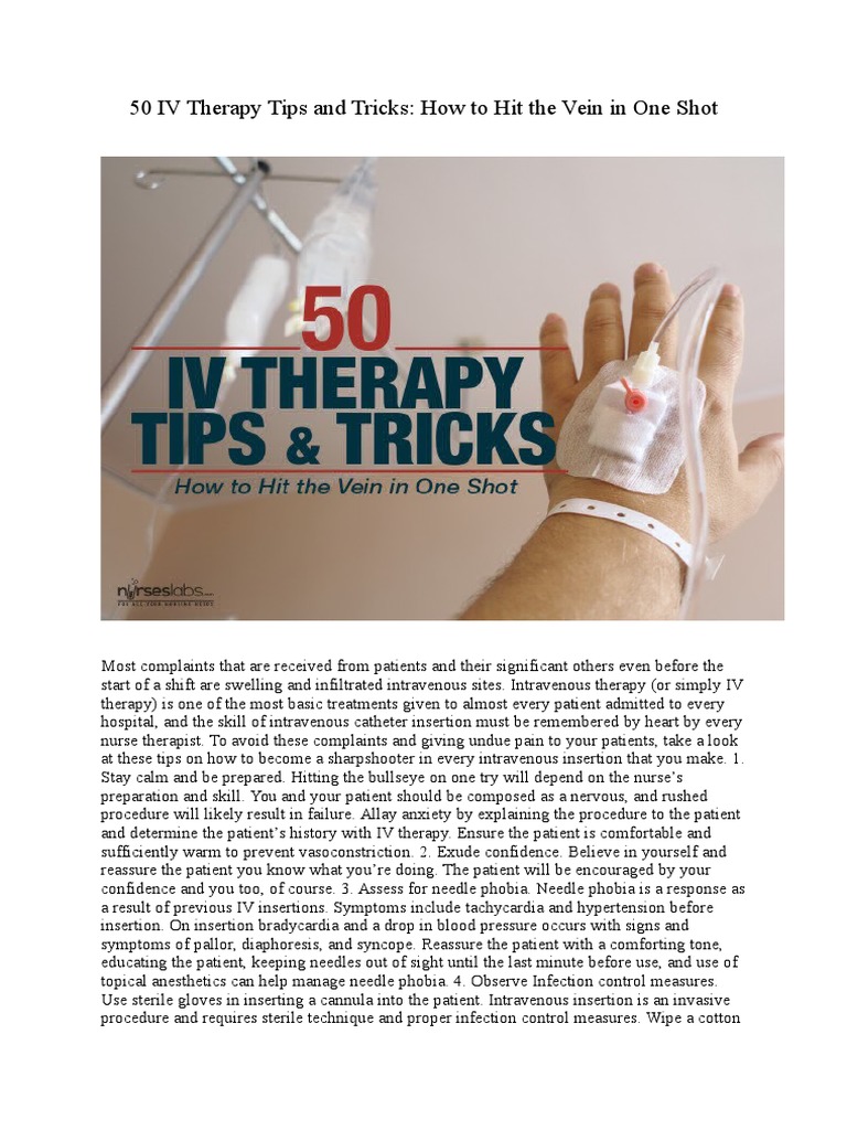50 IV Therapy Tips and Tricks | PDF | Intravenous Therapy | Medicine