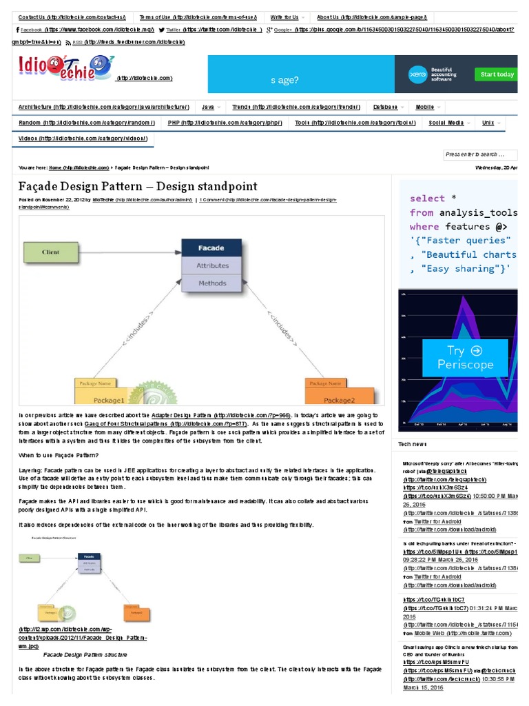 Façade Design Pattern - Design Standpoint - IdioTechie | PDF ...