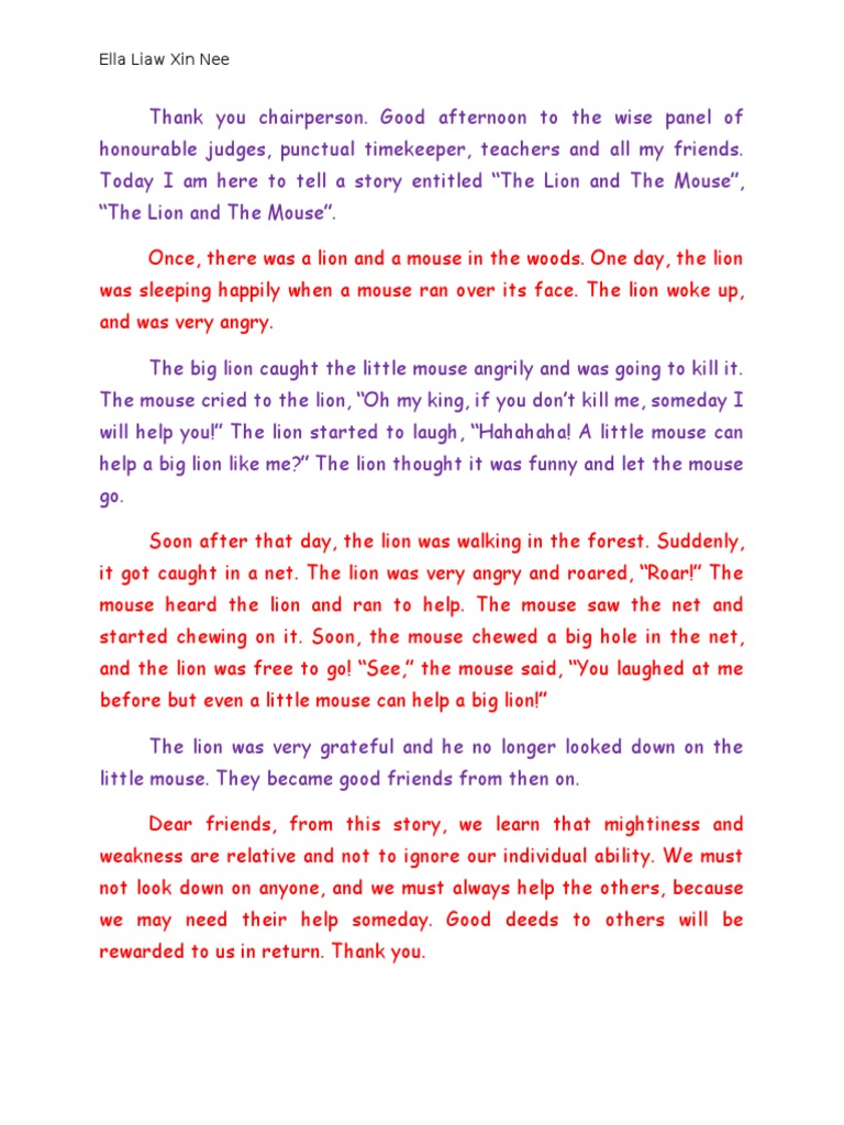 The Lion and The Mouse | PDF | Poetry