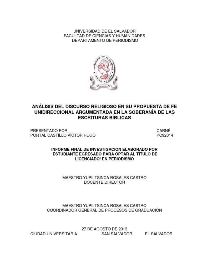 Análisis del Discurso Religioso Unidireccional | PDF | Biblia ...