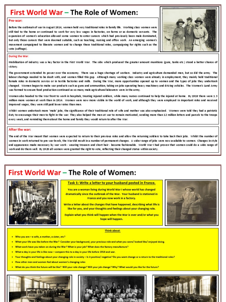 First World War - Women in Wartime - Learning Resource | Domestic ...