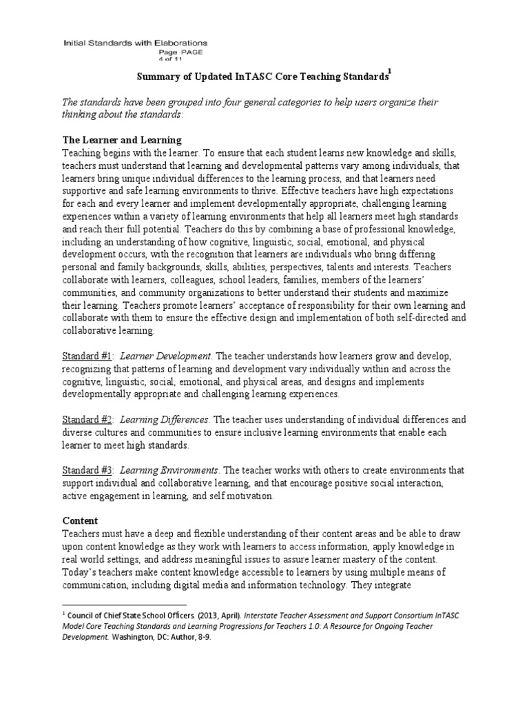 Intasc Cec Standards | PDF | Educational Assessment | Learning