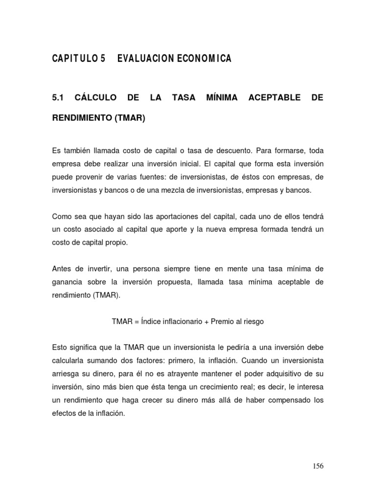 Calculo de La Tmar | PDF | Valor presente neto | Tasa interna de retorno