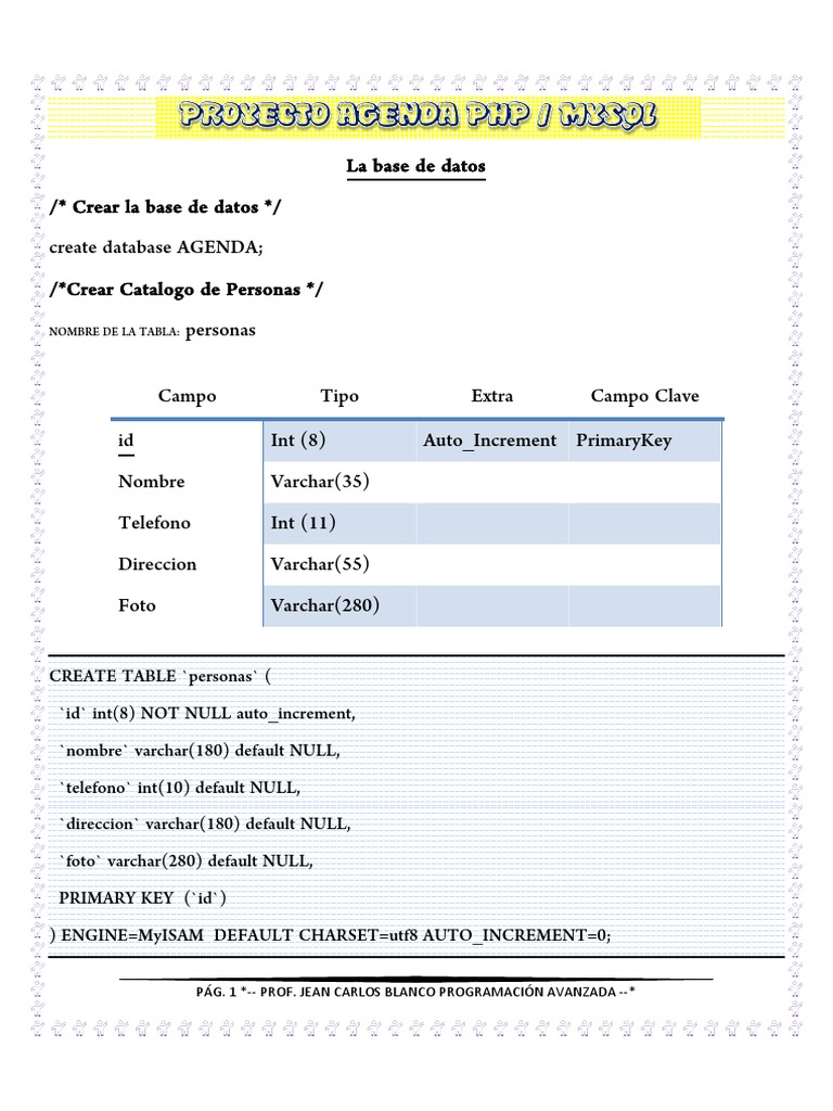 Proyecto Agenda PHP / MYSQL | PDF | Bases de datos | SQL