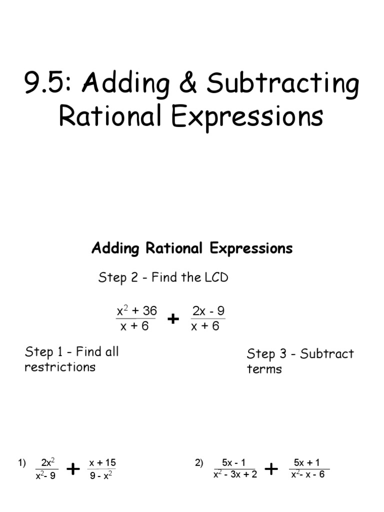 Adding & Subtracting Rational Expressions | PDF | Teaching Methods ...