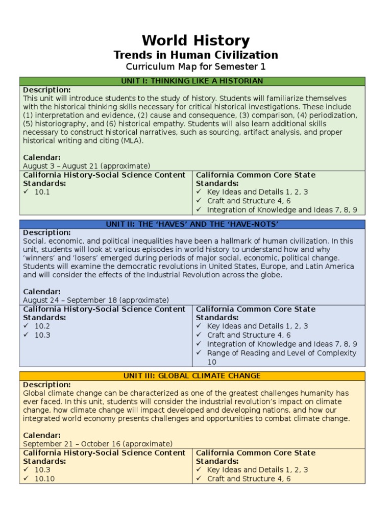 California World History Curriculum Map | PDF | World History | Common ...