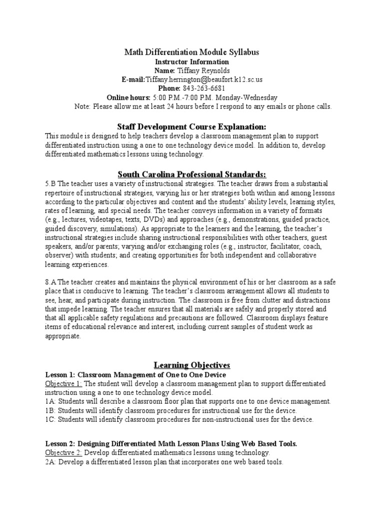 Math Differentiation Module Syllabus | PDF | Lesson Plan | Teachers