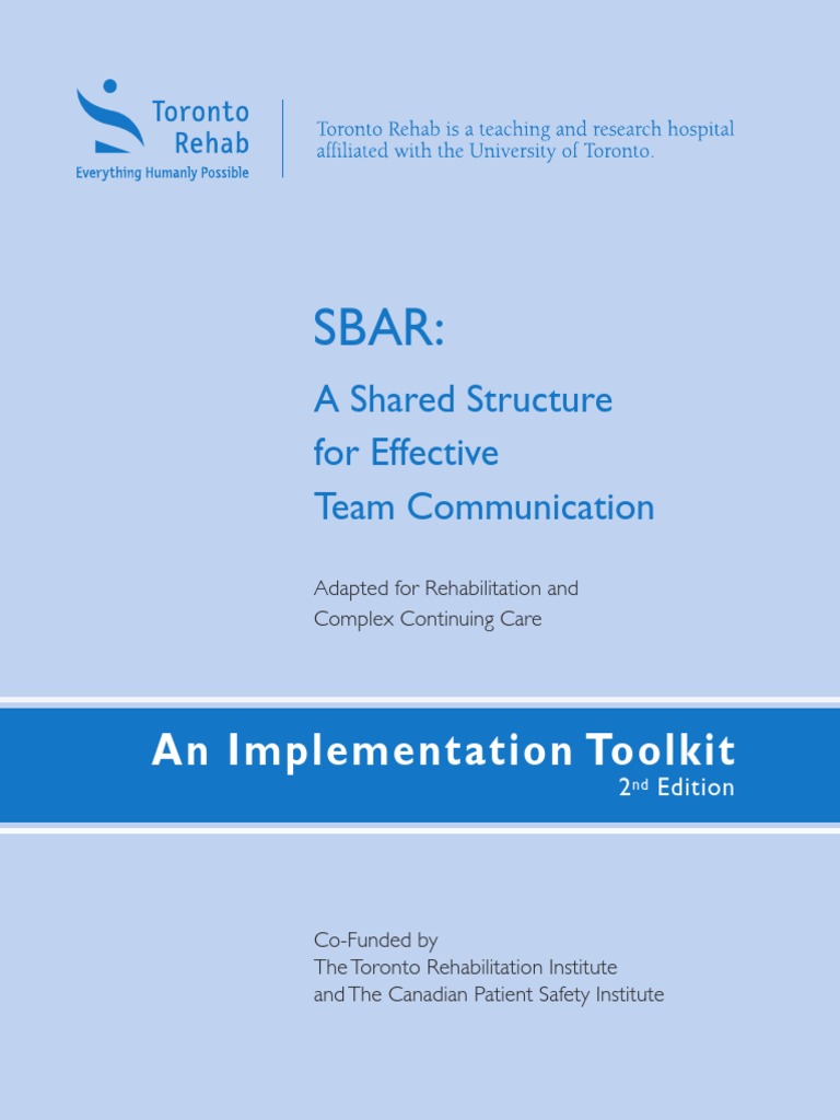 SBAR Toolkit | Patient Safety | Health Care