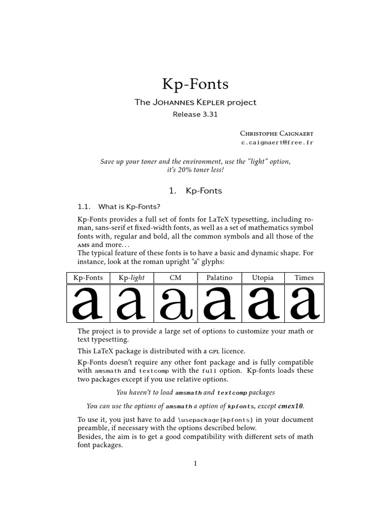 KP Fonts Package Latex | PDF | Typefaces | Serif