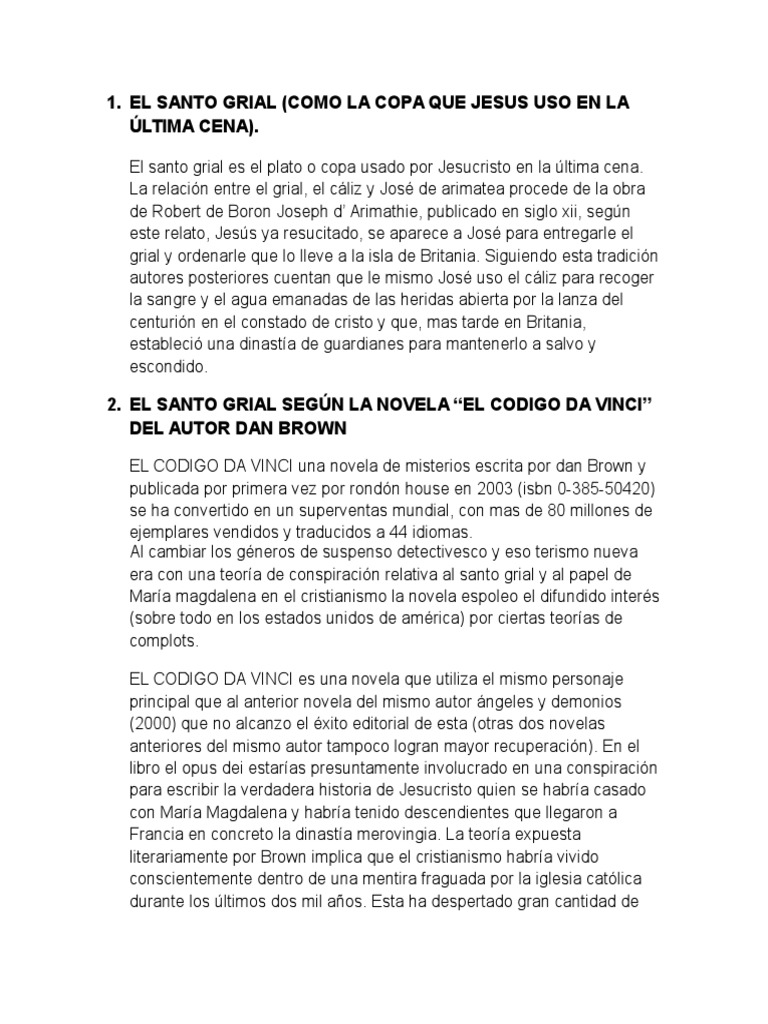 El Santo Grial | PDF | Santo Grial | Caballeros templarios