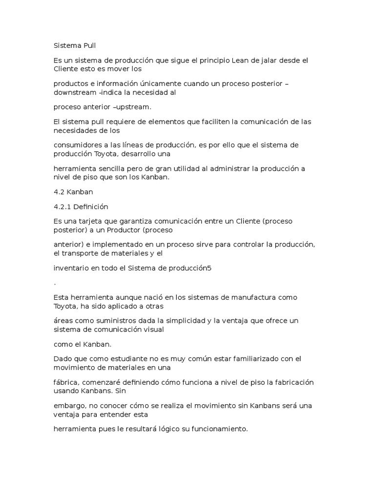 Sistema Pull y Kanban en Producción | PDF