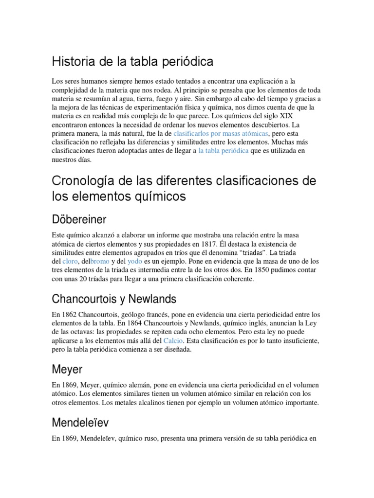 Historia de La Tabla Periódica | Tabla periódica | Configuración ...