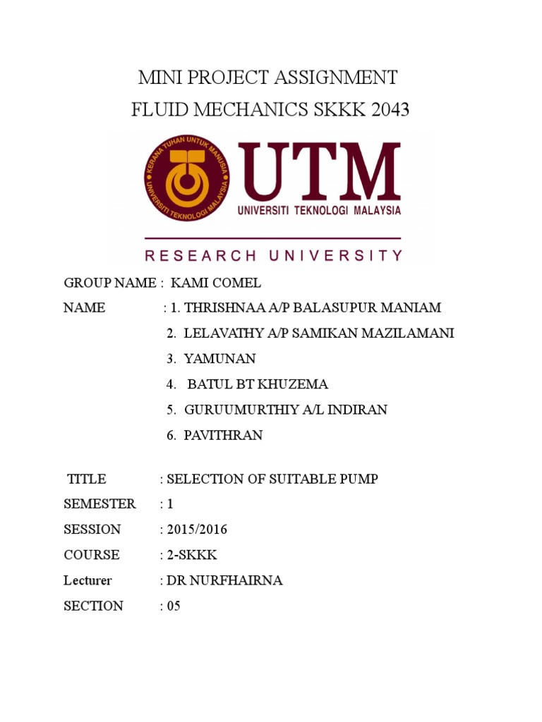 Mini Project Assignment | PDF | Pump | Pressure