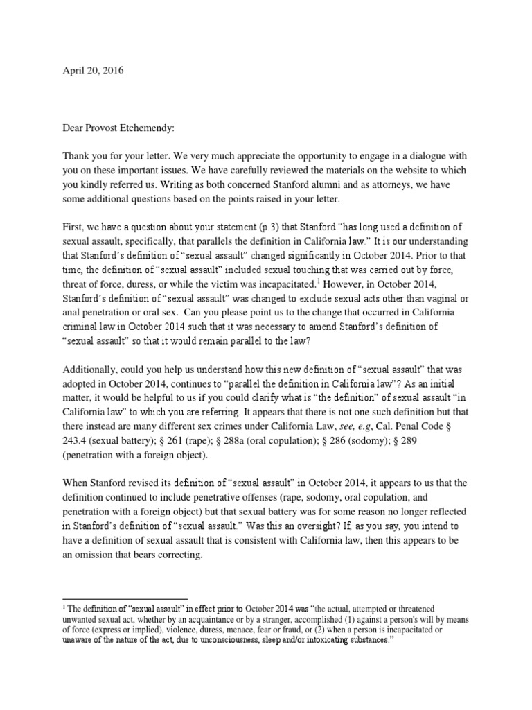 Letter From Alumni of Stanford Law School Responding To Provost | PDF ...