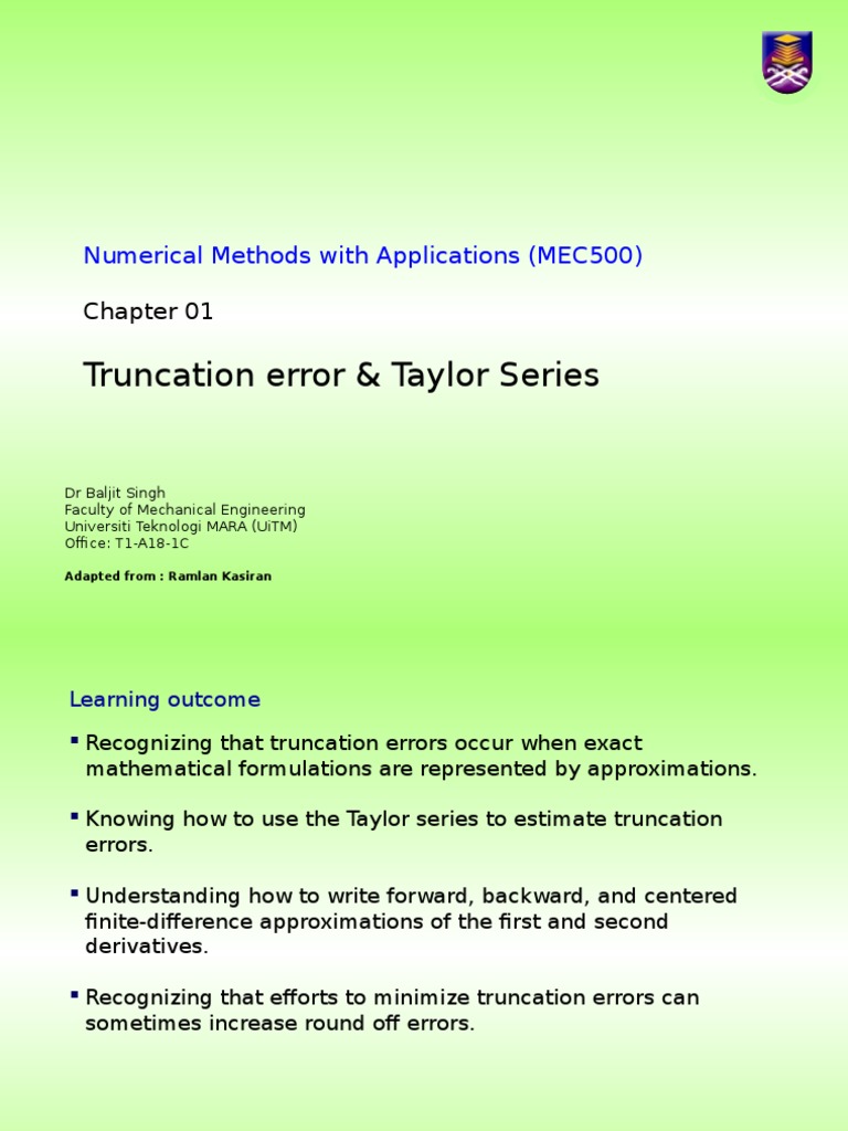 C01 03 Truncation Errors And Taylor Series Pdf Trigonometric