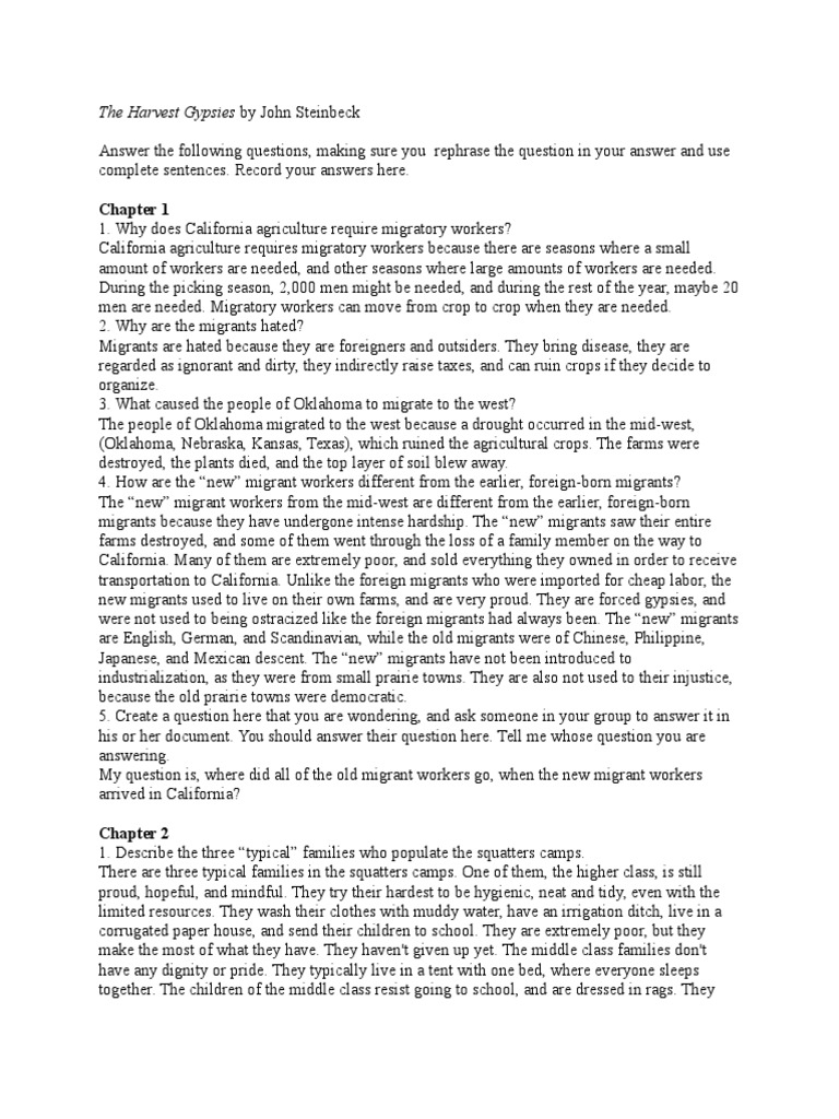 The Harvest Gypsies John Steinbeck-Camilleflynn | PDF | Migrant Worker ...