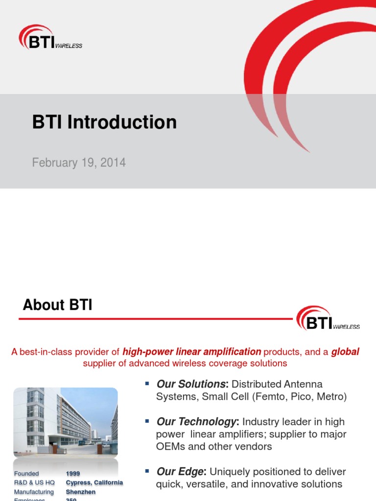 BTI Company Profile | PDF | Wavelength Division Multiplexing | Broadcasting