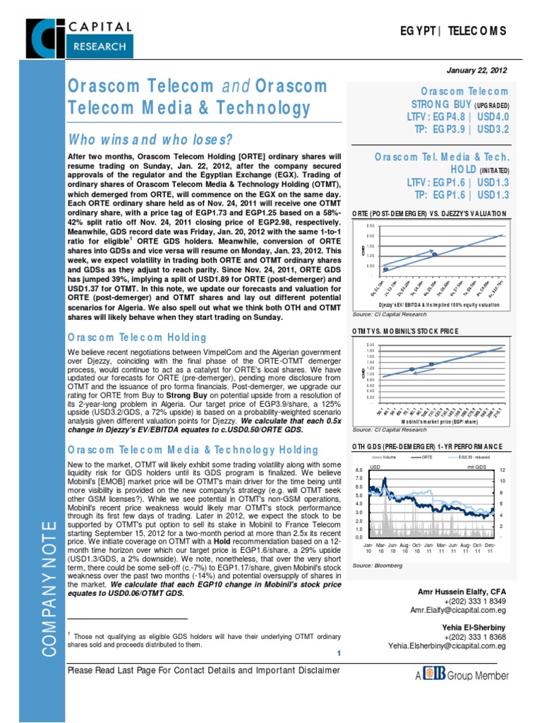 Orascom Telecom: Post-Demerger Insights | PDF | Business | Technology ...