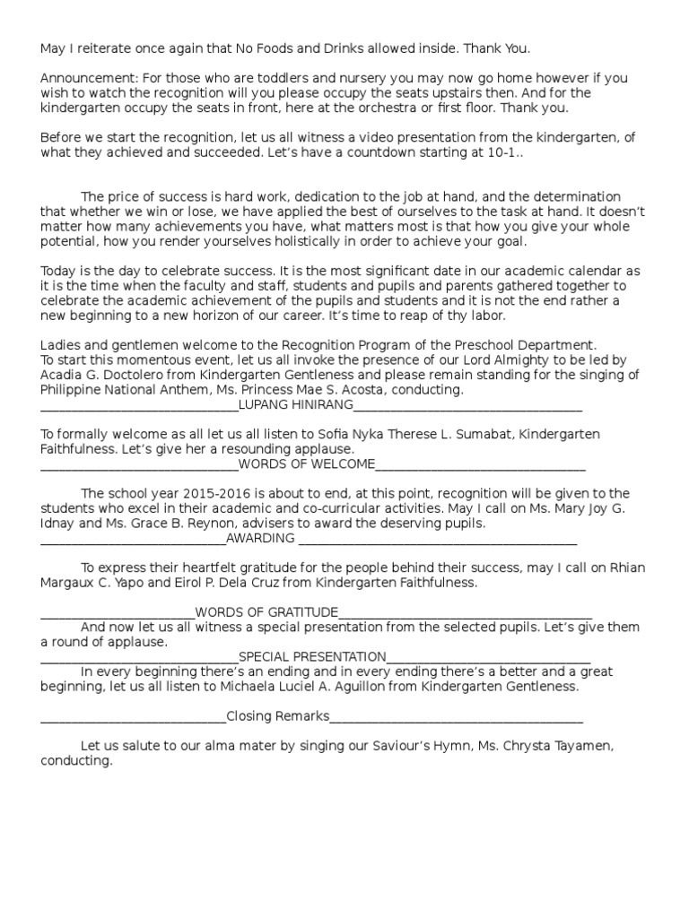 Script for Recognition | Kindergarten | Preschool | Free 30-day Trial ...