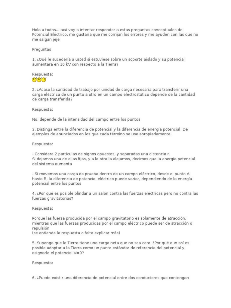 Preguntas Teóricas | PDF | Campo eléctrico | Electricidad