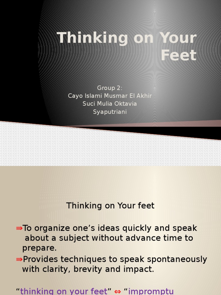 Thinking On Your Feet | PDF | Question | Brainstorming