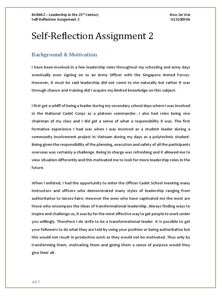 Leadership Self-Reflection Insights | PDF | Cadet | Leadership