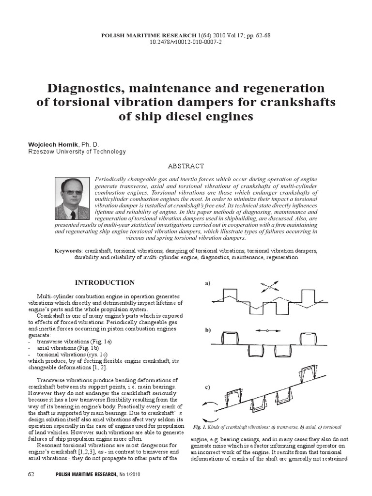 Diagnostics, Maintenance and Regeneration of Torsional Vibration ...