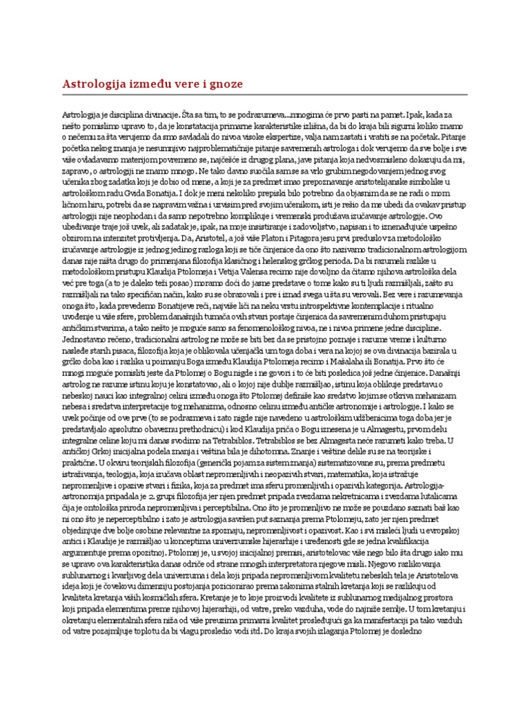 Astrologija Između Vere I Gnoze | PDF