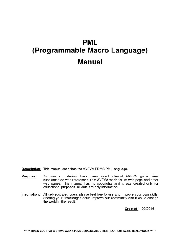 PDMS PML Manual - 1 | PDF | Object Oriented Programming | Subroutine