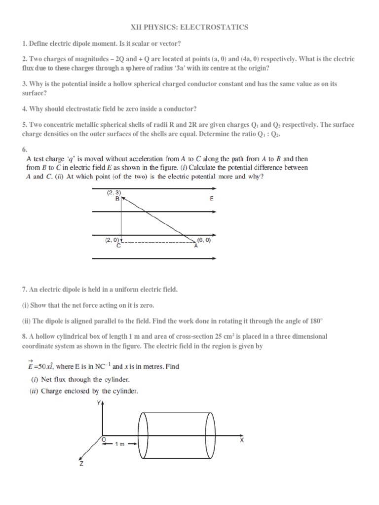 XII Physics Electrostatics | PDF