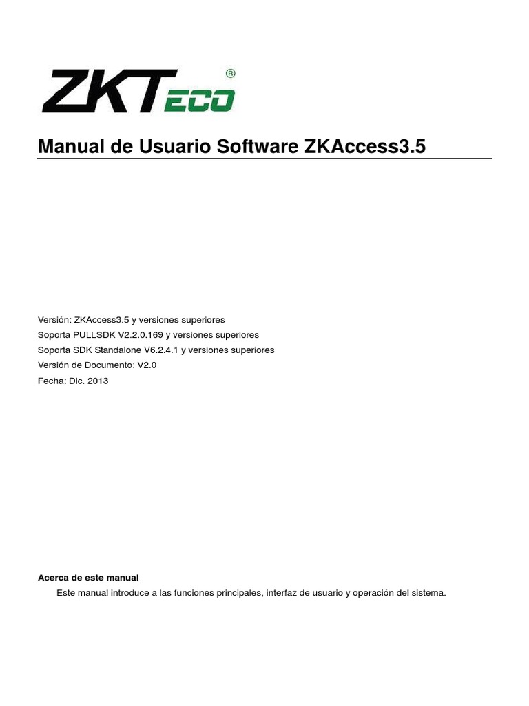 Manual de ZKAccess3.5 | PDF | Sistema operativo | Contraseña