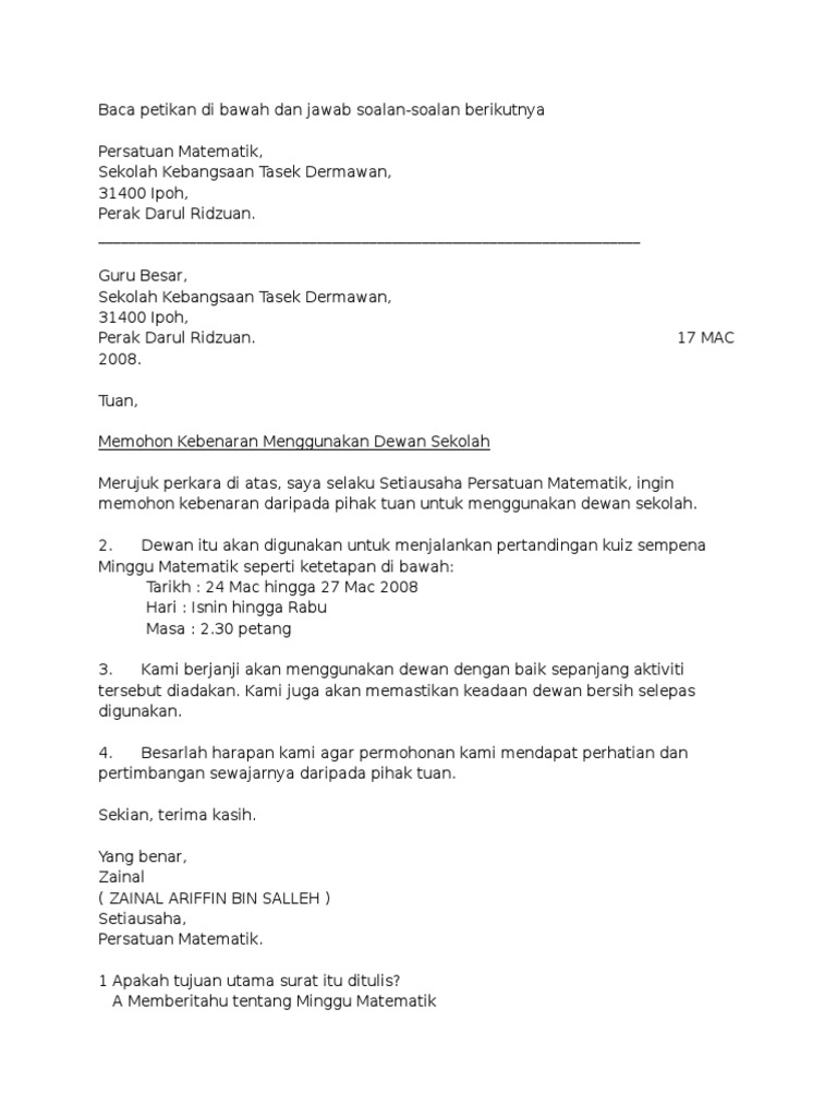 Contoh Petikan Kefahaman | PDF