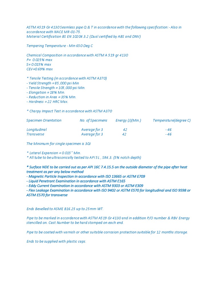 Seamless Pipe Specs for Engineers | PDF