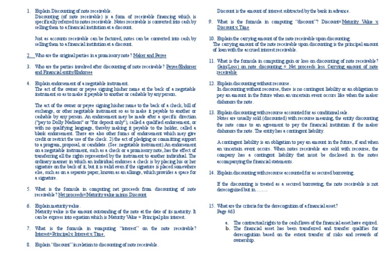 Discounting Notes Receivable Explained | PDF | Negotiable Instrument ...