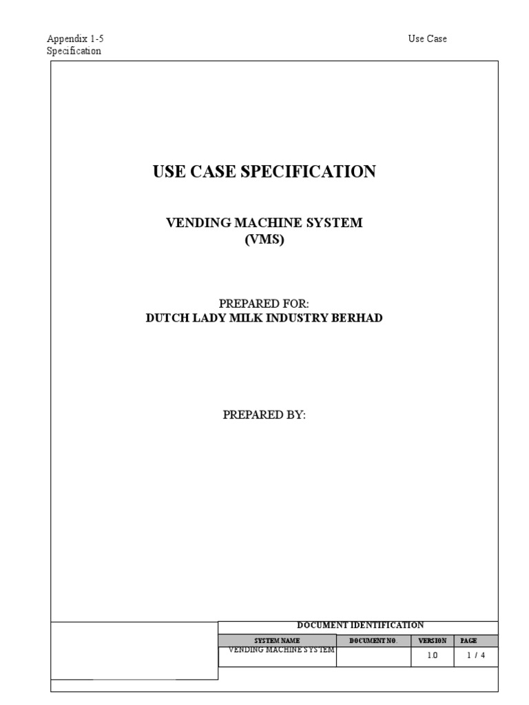 Use Case Description-Appendix 1-5 Modified | PDF | Vending Machine | Use Case