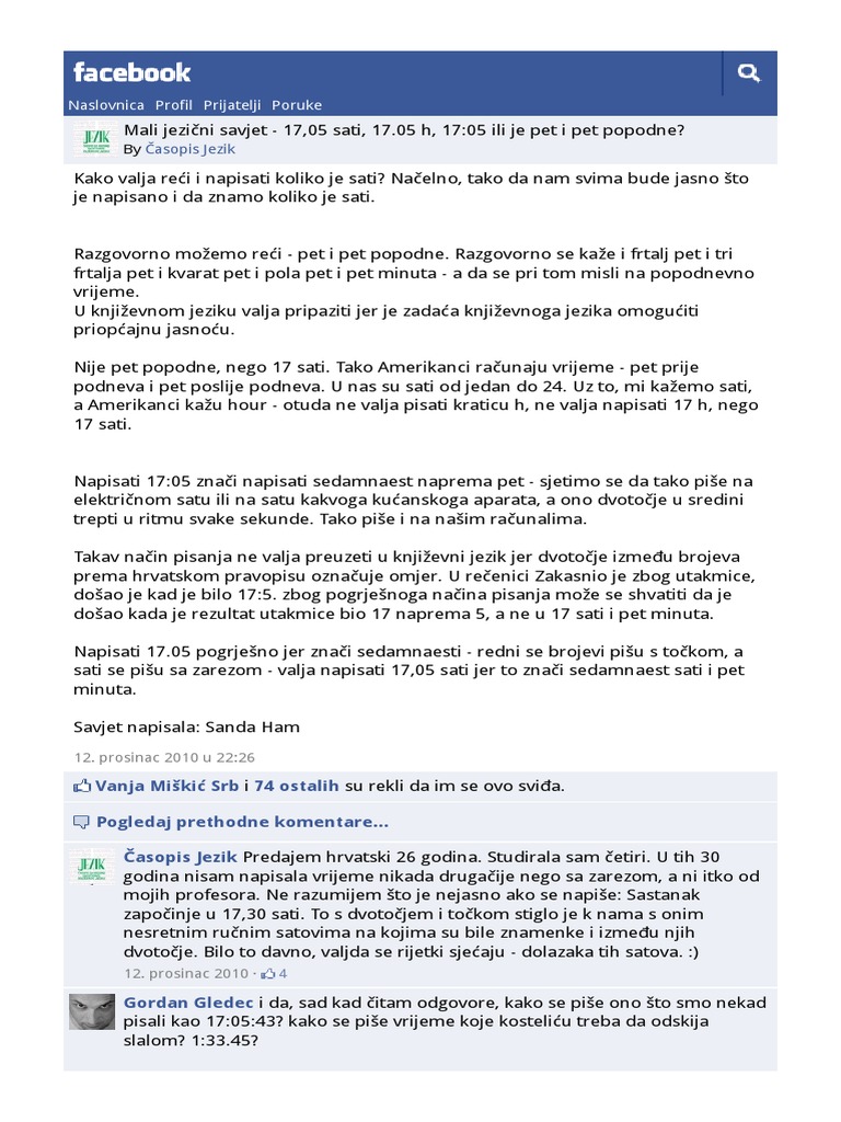 Kako Pisati Vrijeme | PDF