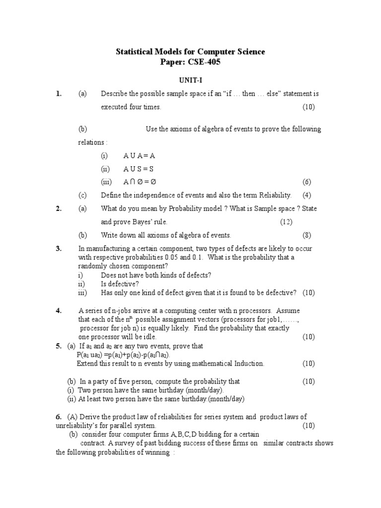 An Analysis of Statistical Models and Probability Distributions for Computer Science ...