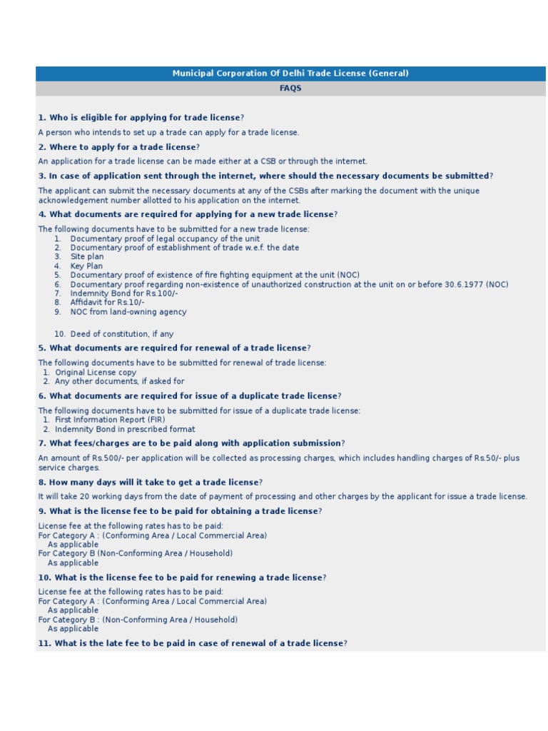 Faq-Trade License | PDF | Fee | Government Information