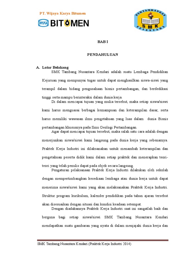 Isi Laporan Prakerin PT. WIKA Bitumen. | PDF
