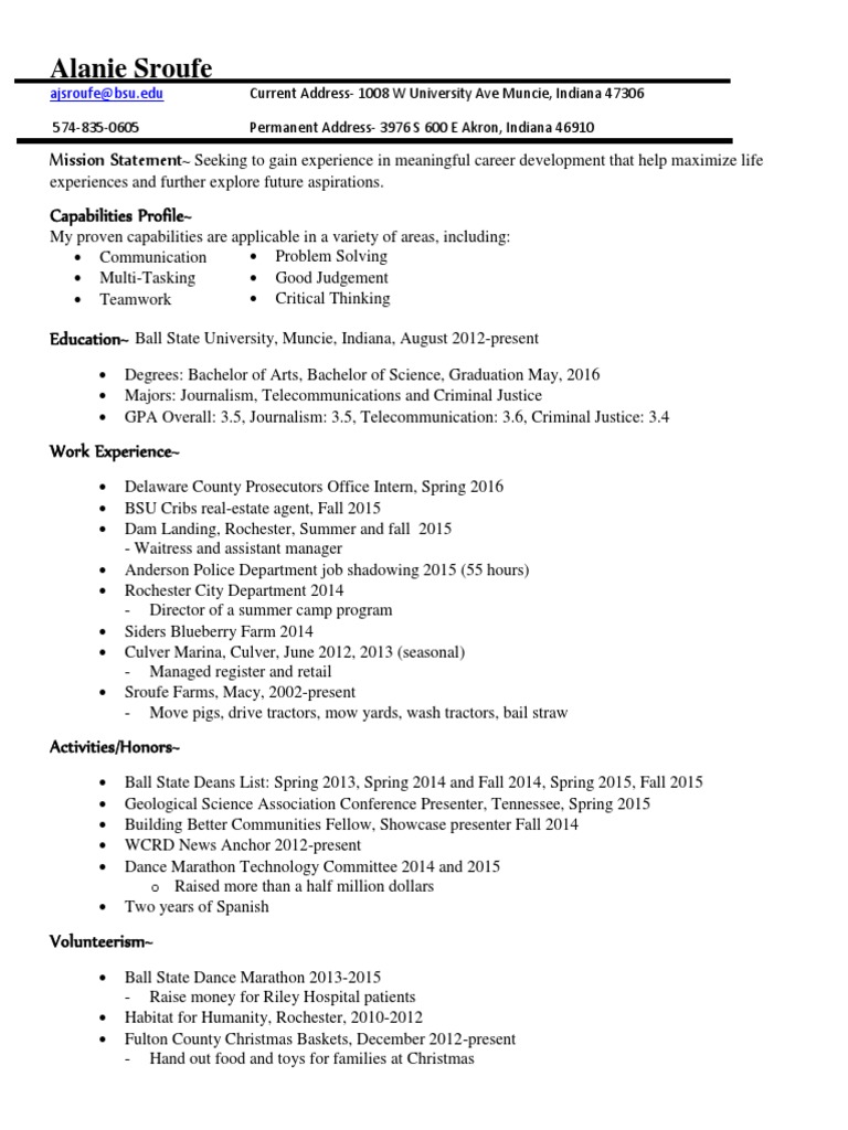 Sroufe Resume | PDF | Business