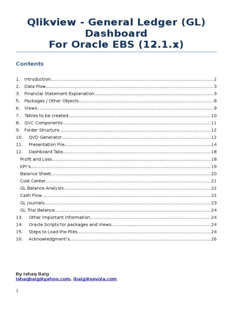 GL QlikView Dashboard Documentation | PDF | Oracle Database | Debits And Credits