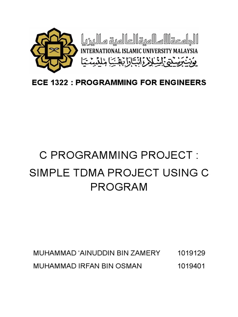 C Programming Project Simple Tdma Project Using C Program Ece 1322