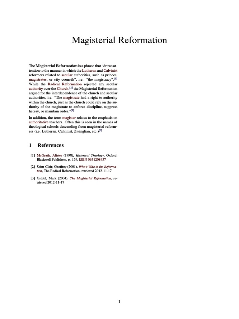 Understanding the Magisterial Reformation | PDF