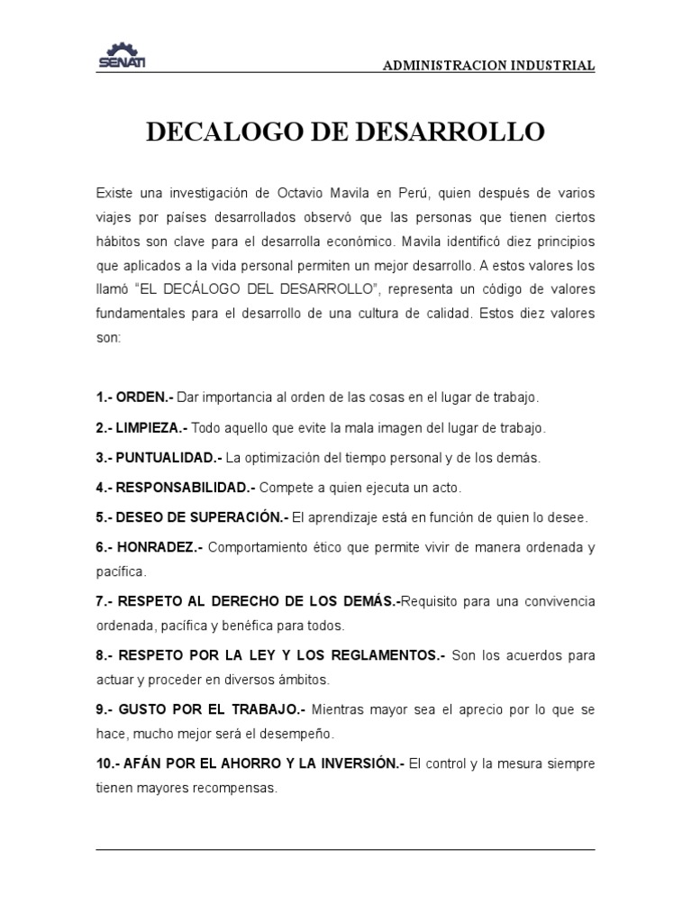 Decálogo del Desarrollo de Octavio Mavila | PDF | Conceptos ...