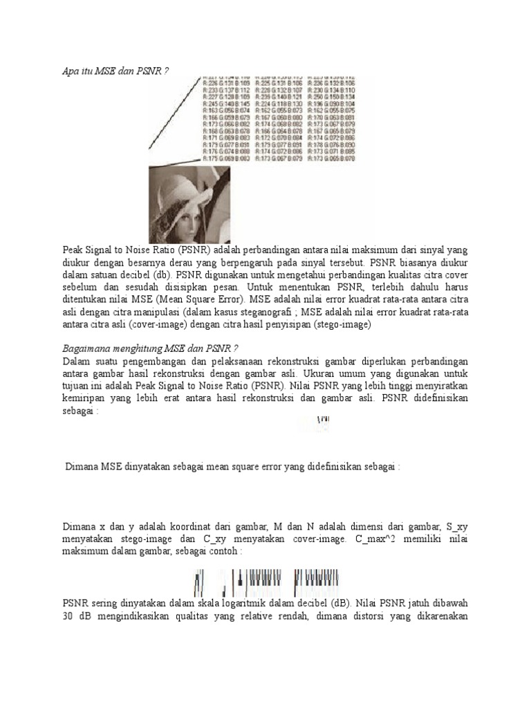 MSE Dan PSNR | PDF