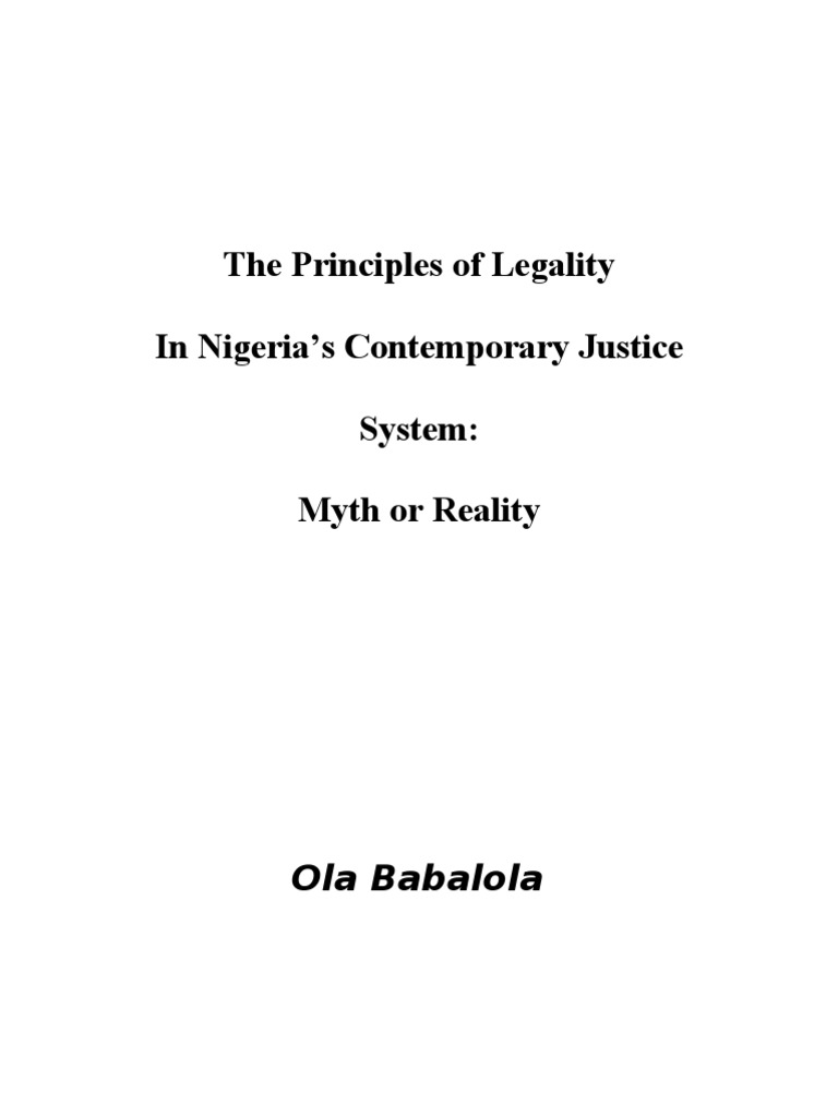 The Principles of Legality in Nigeria | PDF | Prosecutor | Crime & Violence