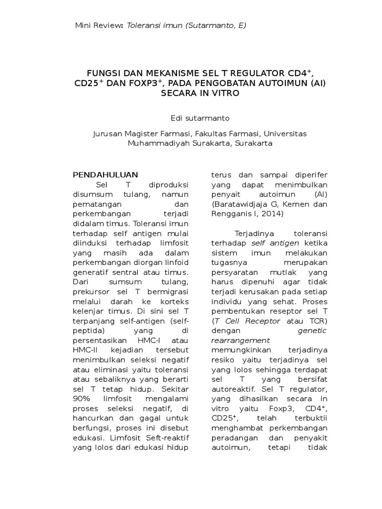Fungsi Sel T Regulator Cd4 | PDF | Pengembangan Diri | Sains & Matematika